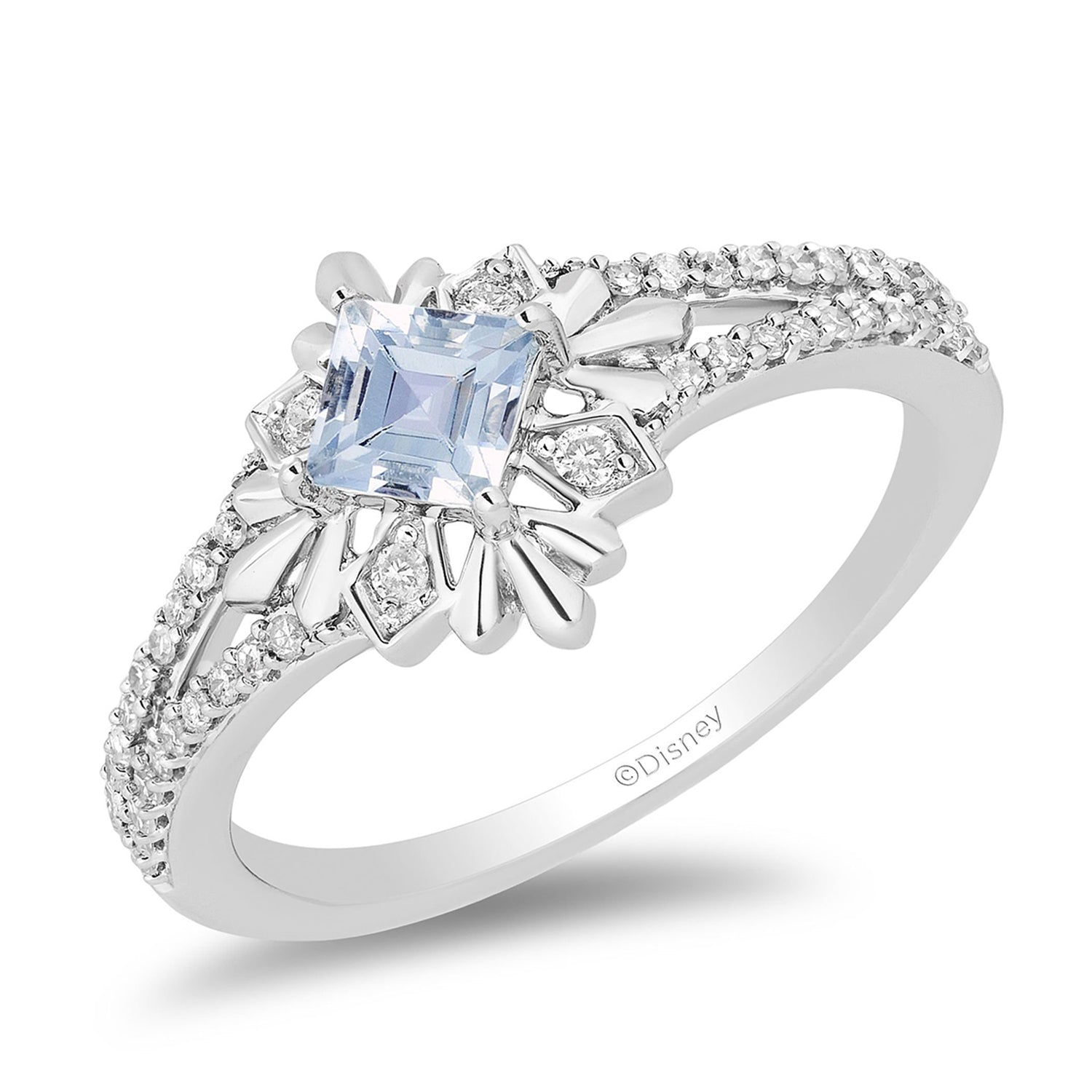 Disney Elsa Inspired Diamond Snowflake Ring in Sterling Silver 1/5 CTTW ...