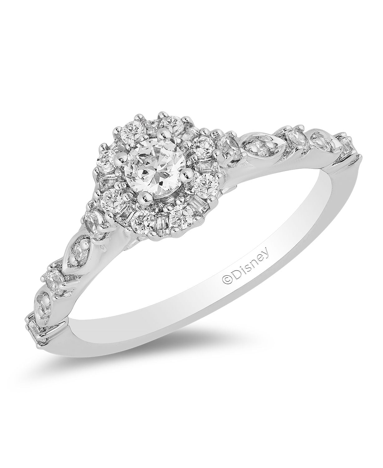 Disney Cinderella Inspired Diamond Engagement Ring 14K White Gold 1/2 ...