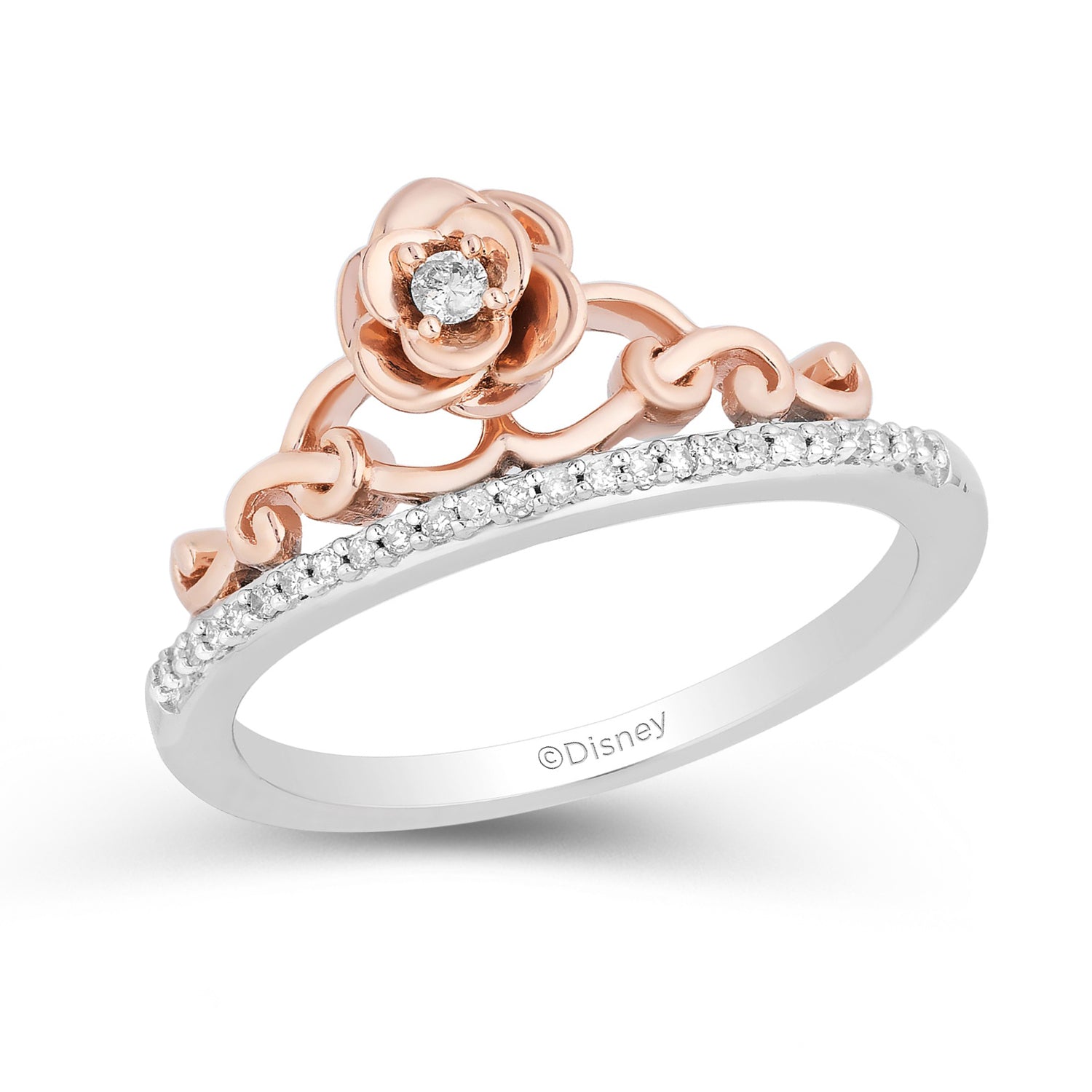 Disney Belle Inspired Diamond Rose Ring 14K Rose Gold over Sterling ...