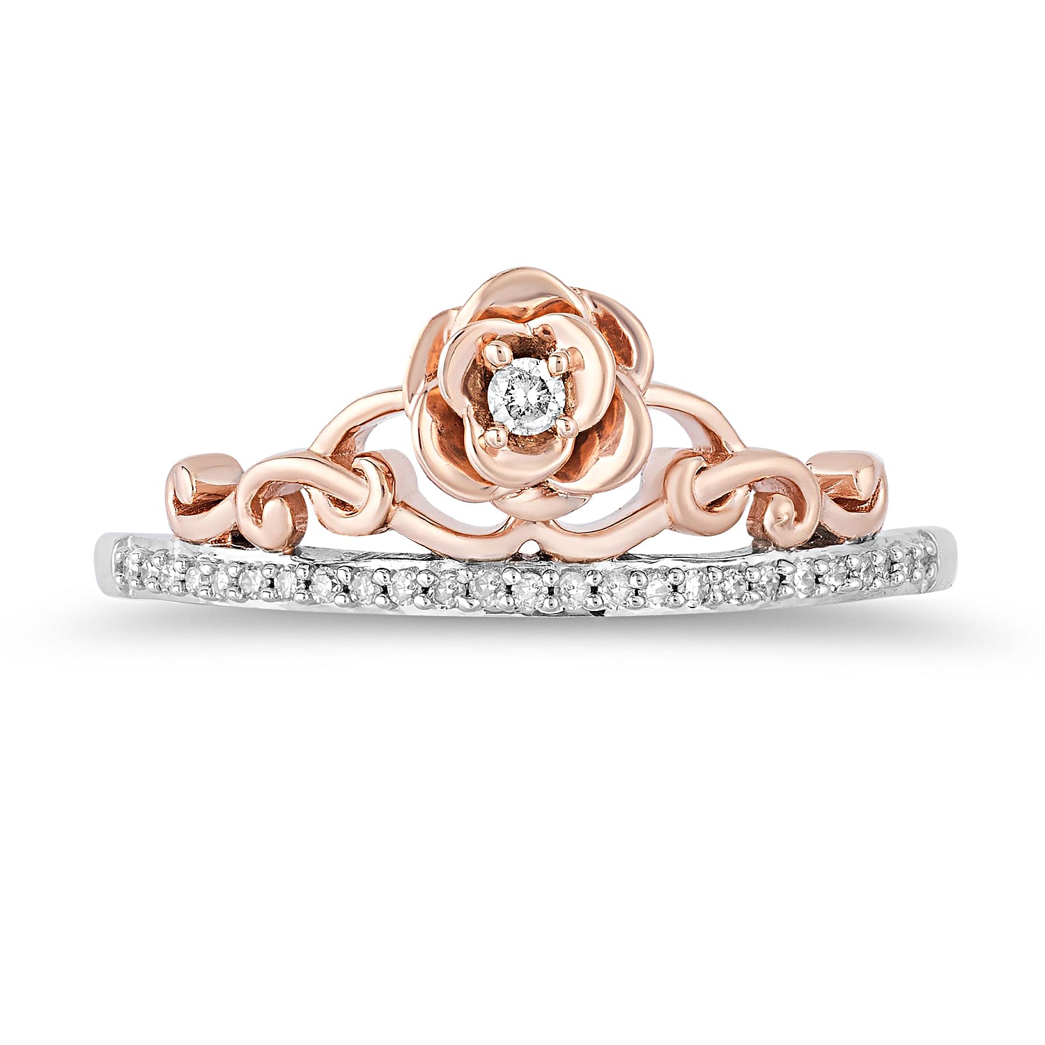 Disney Belle Inspired Diamond Rose Ring 14K Rose Gold over Sterling ...