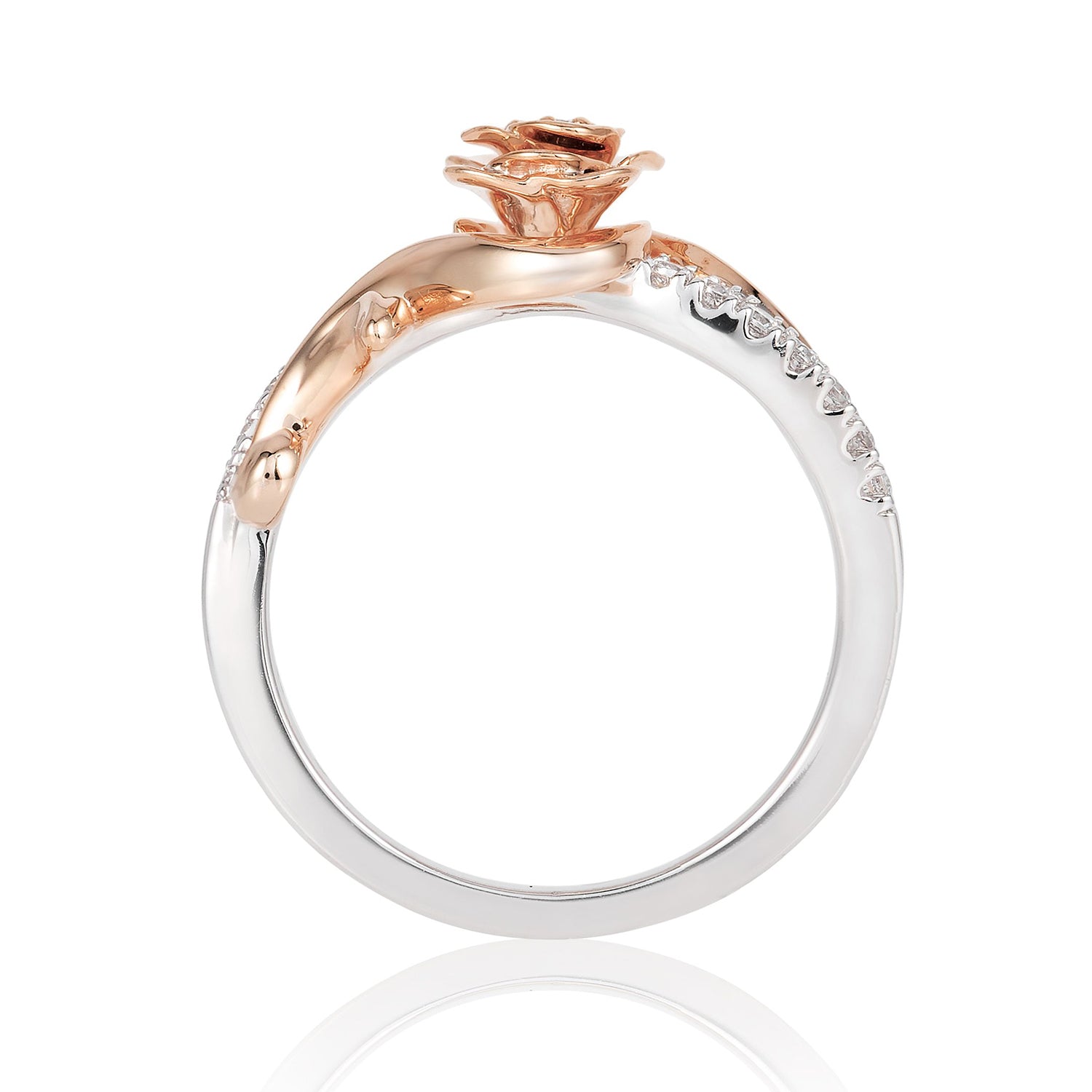 Disney Belle Inspired Diamond Rose Ring in 10K White & Rose Gold 1/5 ...