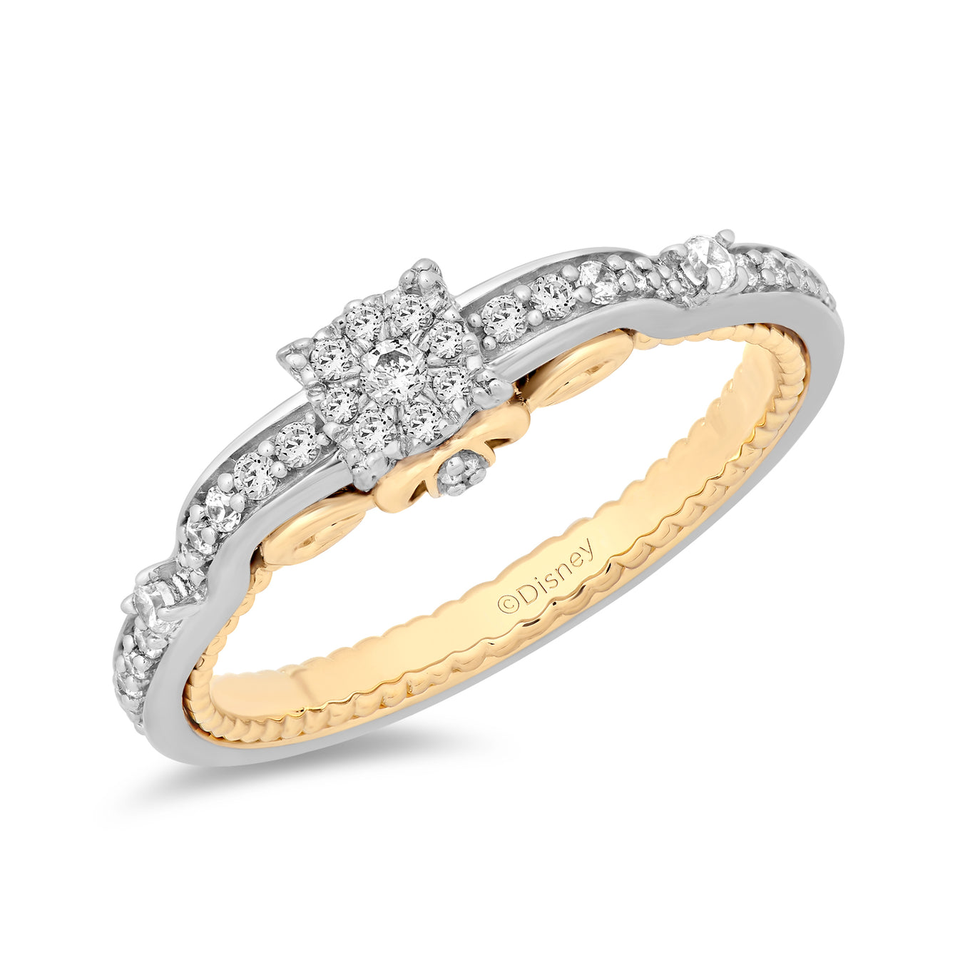 Disney Cinderella Inspired Diamond Promise Ring in 14K White and Yellow ...